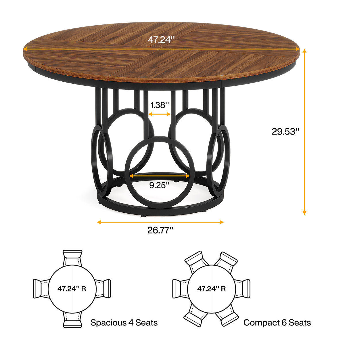 Winston Porter Round Dining Table for 4-6 People & Reviews | Wayfair